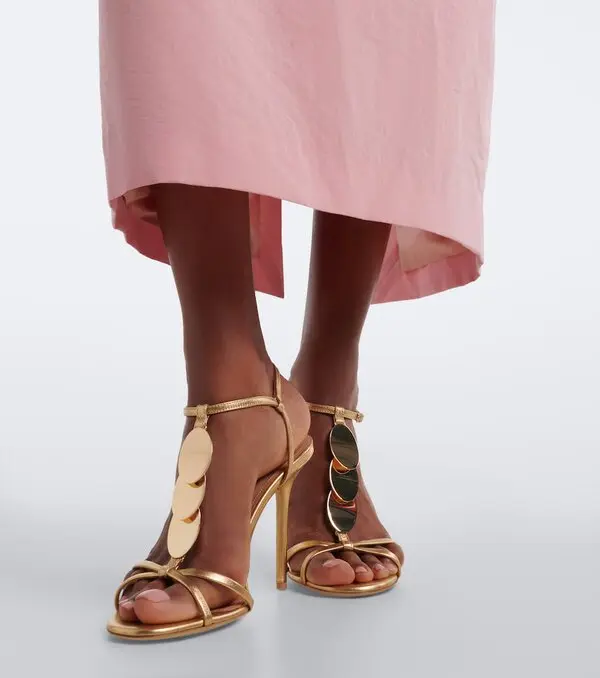 MALONE SOULIERS Kali Embellished Metallic Leather Sandals