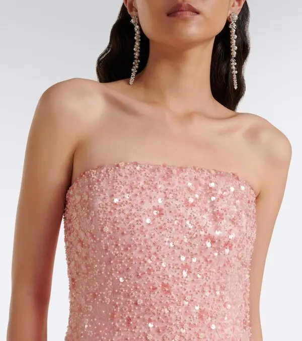 THE NEW ARRIVALS ILKYAZ OZEL Nara Sequined Strapless Gown