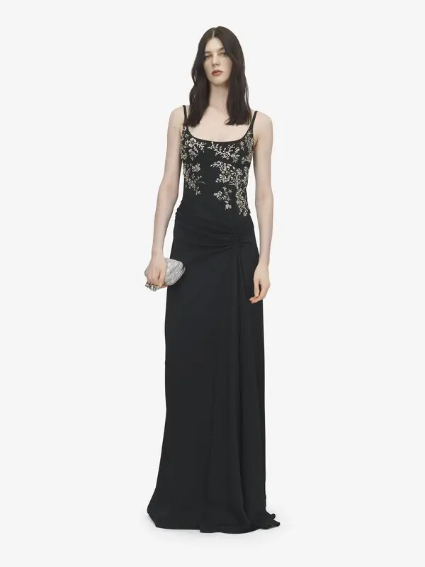 Alexander McQueen Sleeveless Evening Dress With Floral Embroidery