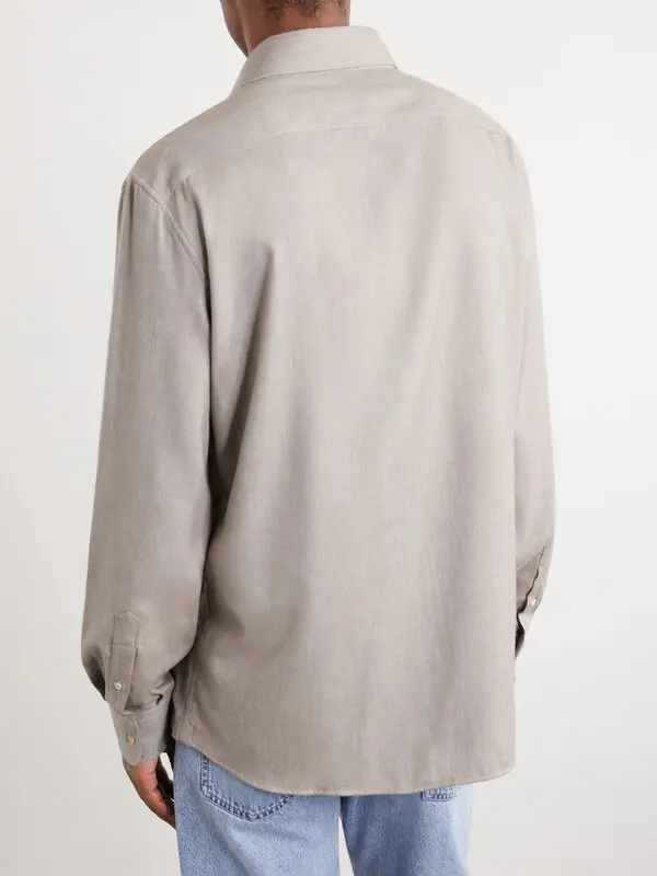 Brunello Cucinelli Herringbone Cotton And Lyocell-blend Shirt