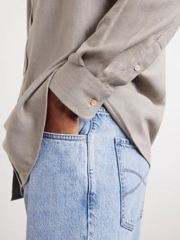 Brunello Cucinelli Herringbone Cotton And Lyocell-blend Shirt