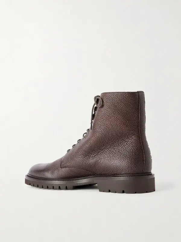 Brunello Cucinelli Shearling-lined Full-grain Leather Lace-up Boots