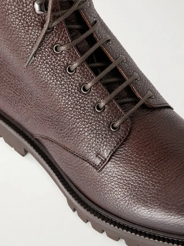 Brunello Cucinelli Shearling-lined Full-grain Leather Lace-up Boots