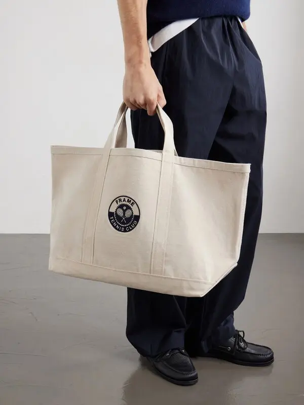 FRAME Logo-appliquéd Cotton Canvas Tennis Tote Bag