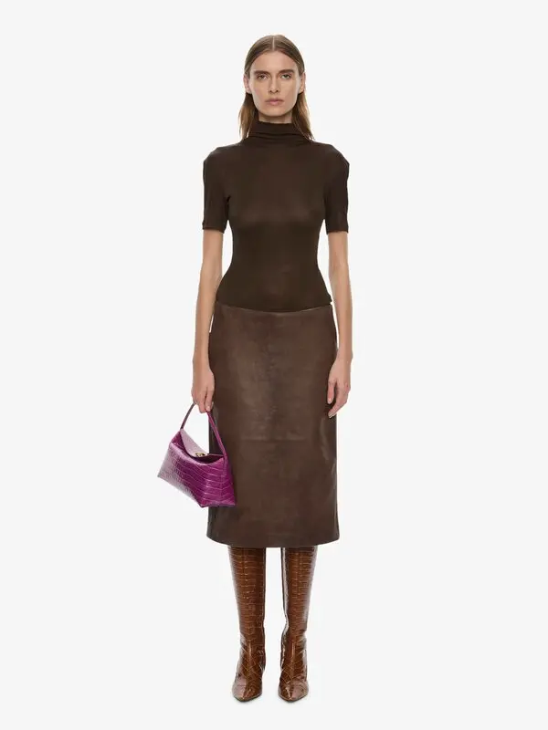 Christopher Esber Redux Ribbed Leather Tee Dress