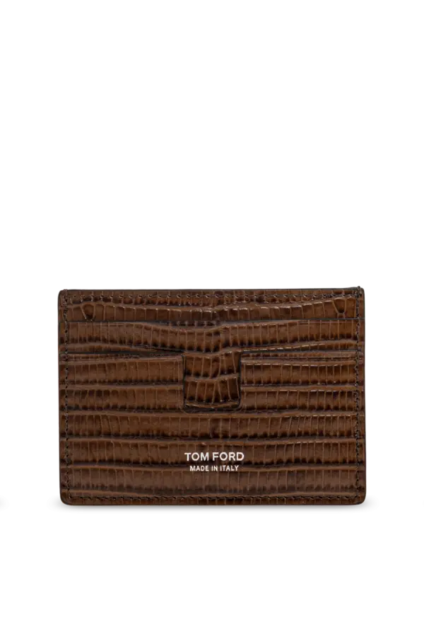TOM FORD Leather Card Holder - Brown