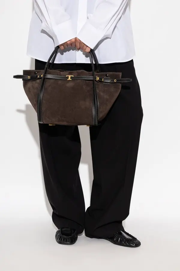TOD'S Suede Trapeze Bag - Brown