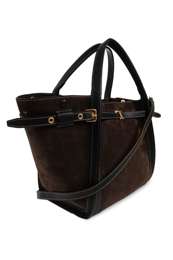 TOD'S Suede Trapeze Bag - Brown