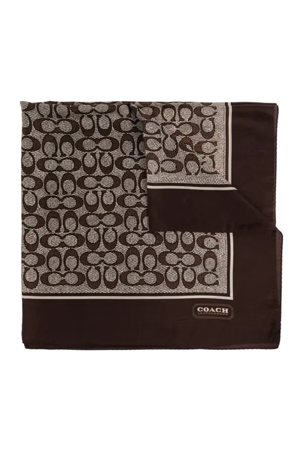 COACH Silk Scarf With Monogram - Brown