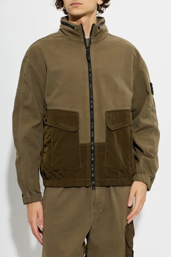 Stone Island Jacket With Concealed Hood And Contrasting Details