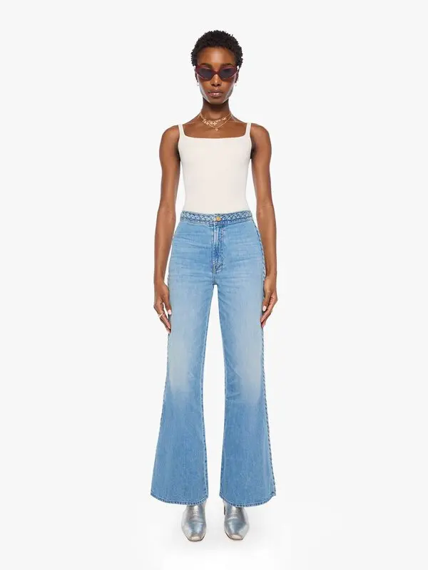 MOTHER The Braided Hustler Roller Sneak Jeans - Light Blue