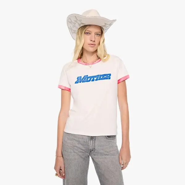 MOTHER The Lil Goodie Ringer Flock T-shirt - Red