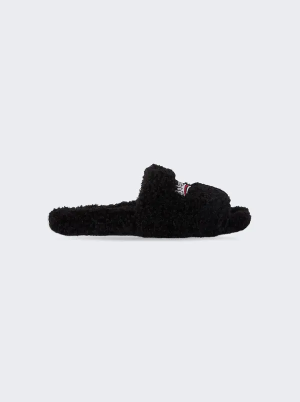 Balenciaga Embroidered Furry Slide Sandals