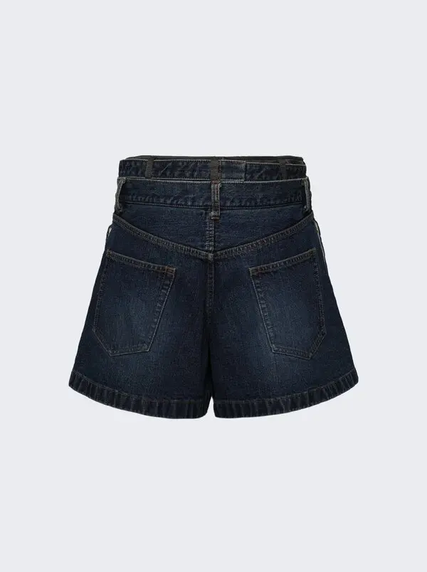 Sacai Denim X Nylon Twill Shorts And Khaki