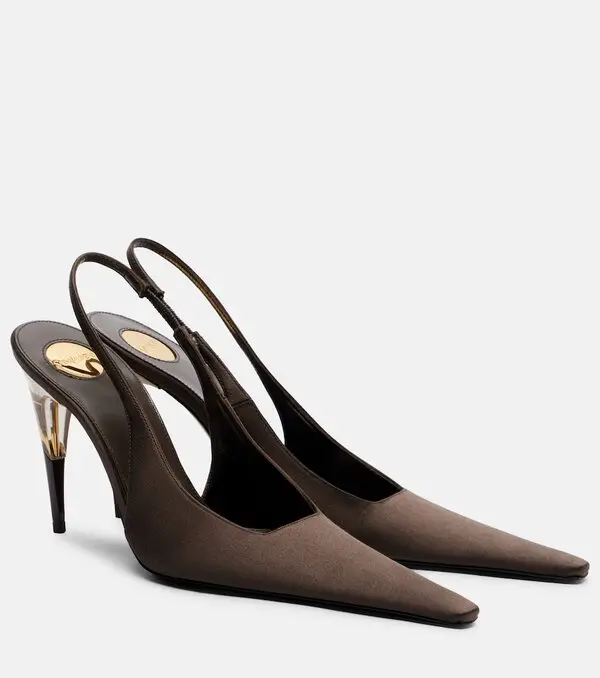 Saint Laurent Goya Crêpe Satin Slingback Pumps