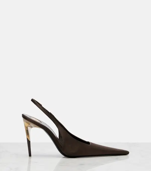 Saint Laurent Goya Crêpe Satin Slingback Pumps