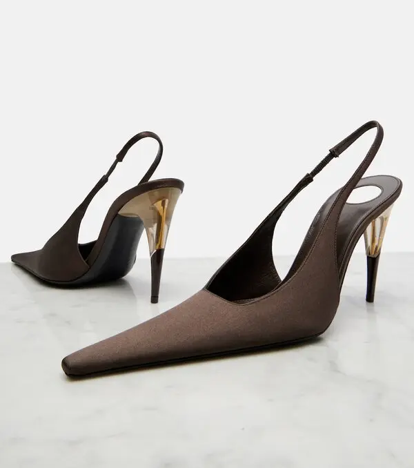 Saint Laurent Goya Crêpe Satin Slingback Pumps