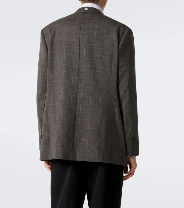 Simone Rocha Checked Embellished Wool Blazer