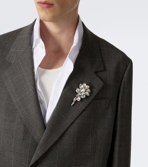 Simone Rocha Checked Embellished Wool Blazer