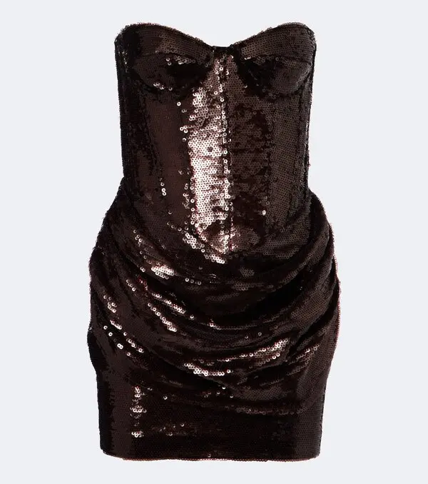 THE NEW ARRIVALS ILKYAZ OZEL Sequined Draped Corset Dress