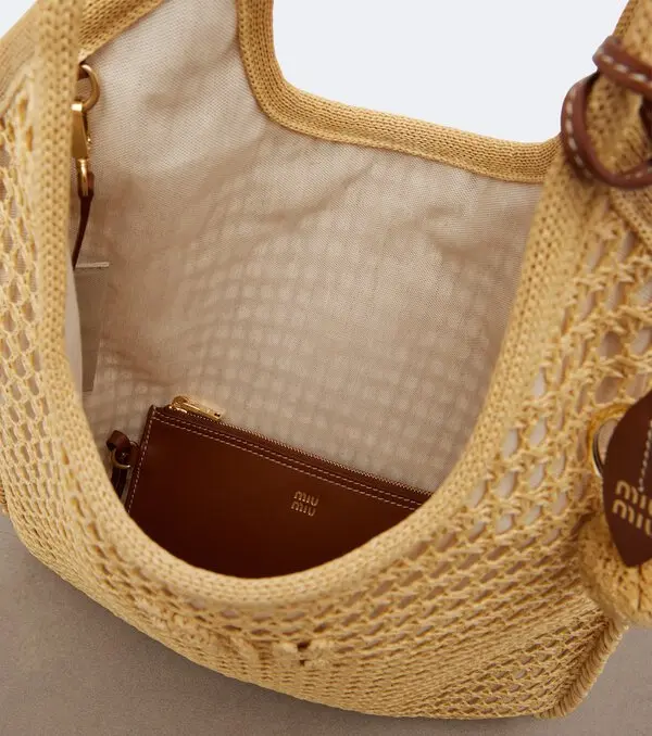 Miu Miu Ivy Crochet Raffia Tote Bag