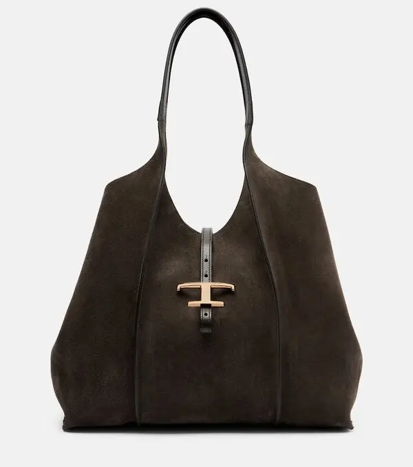 TOD'S T Timeless Medium Suede Tote Bag