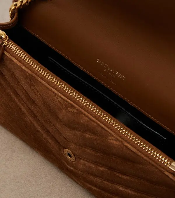 Saint Laurent Cassandre Mini Suede Wallet On Chain