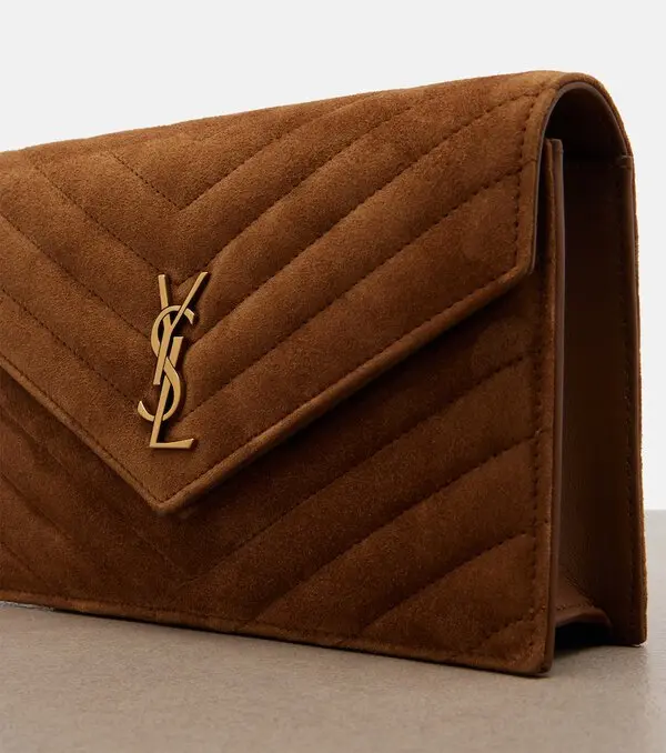 Saint Laurent Cassandre Mini Suede Wallet On Chain