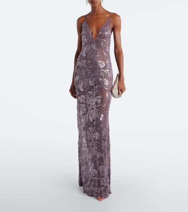 THE NEW ARRIVALS ILKYAZ OZEL Claudie Sequined Lace Gown
