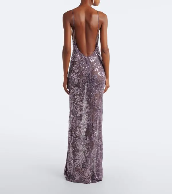 THE NEW ARRIVALS ILKYAZ OZEL Claudie Sequined Lace Gown