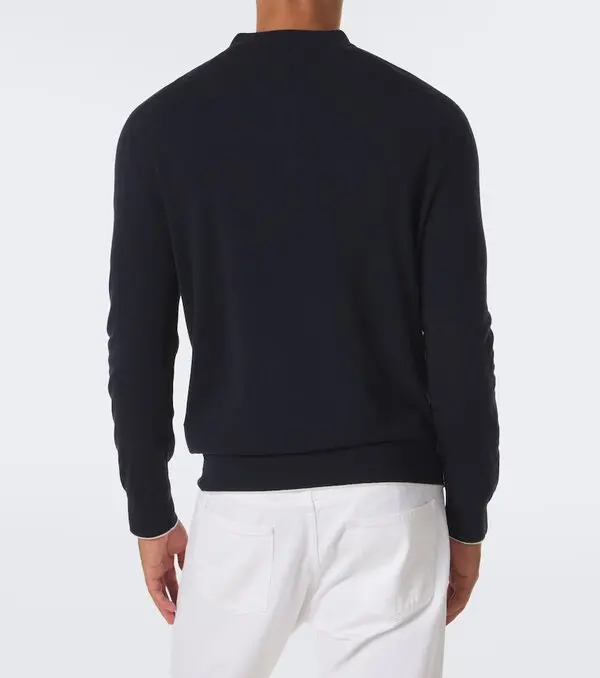 Arch4 Mr Swansea Cashmere Polo Sweater - Blue
