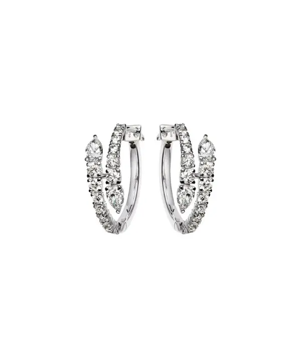 BUCHERER FINE JEWELLERY Diamond Twist 18kt White Gold Earrings With Diamonds - Silver