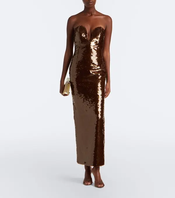 THE NEW ARRIVALS ILKYAZ OZEL Pulse Sequined Bustier Dress