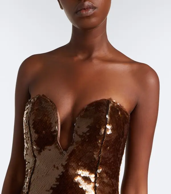 THE NEW ARRIVALS ILKYAZ OZEL Pulse Sequined Bustier Dress