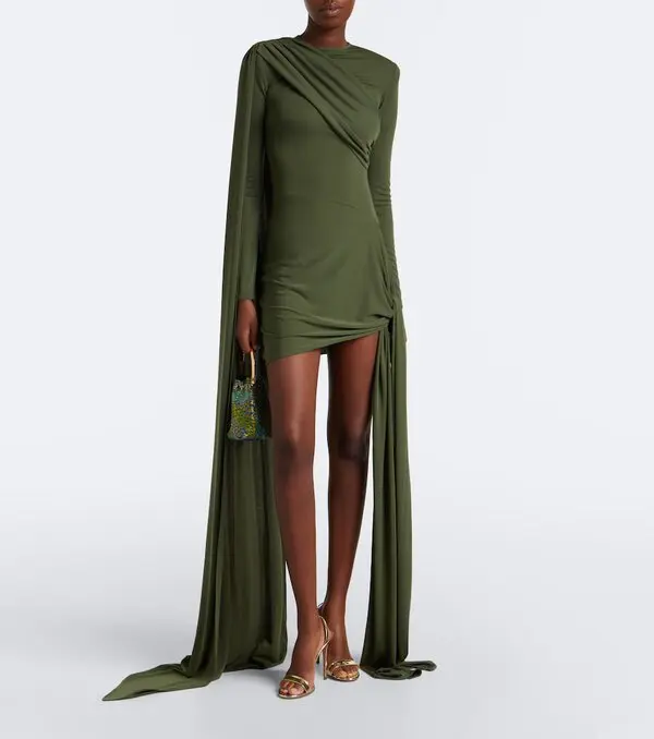 THE NEW ARRIVALS ILKYAZ OZEL Draped Gathered Mini Dress - Green