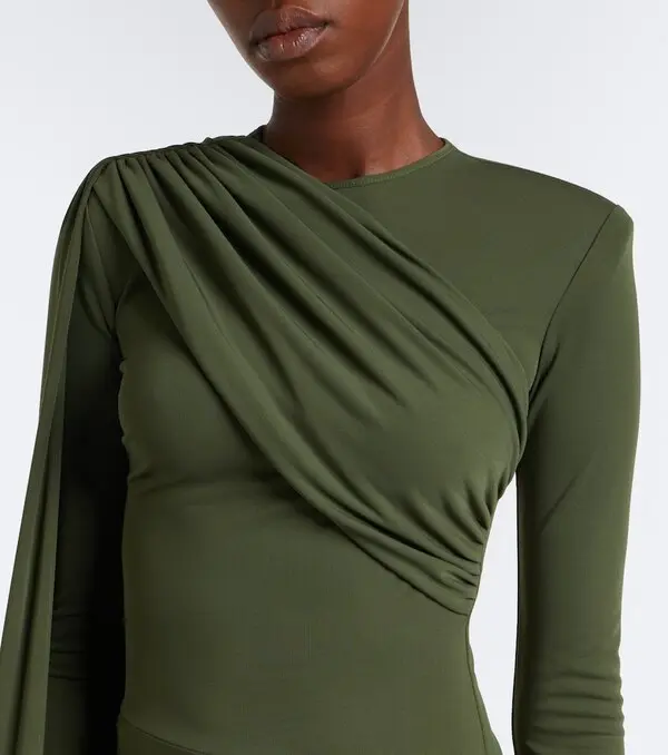 THE NEW ARRIVALS ILKYAZ OZEL Draped Gathered Mini Dress - Green