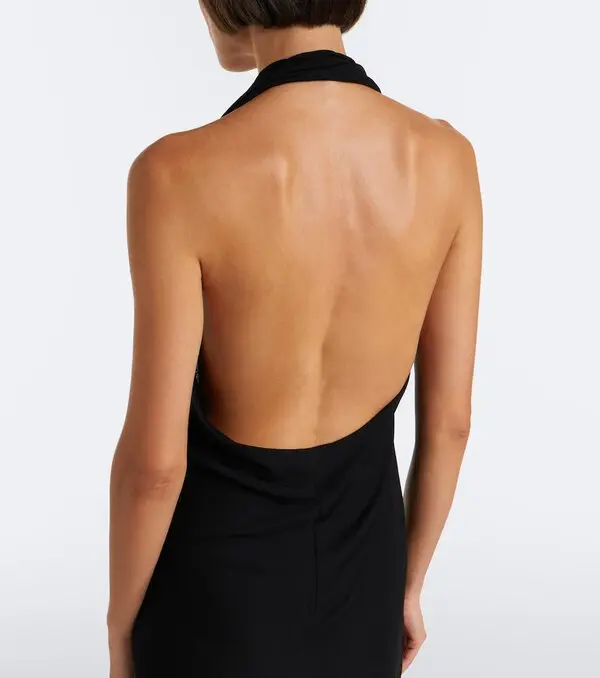 Gucci Draped Halterneck Crêpe Jersey Minidress