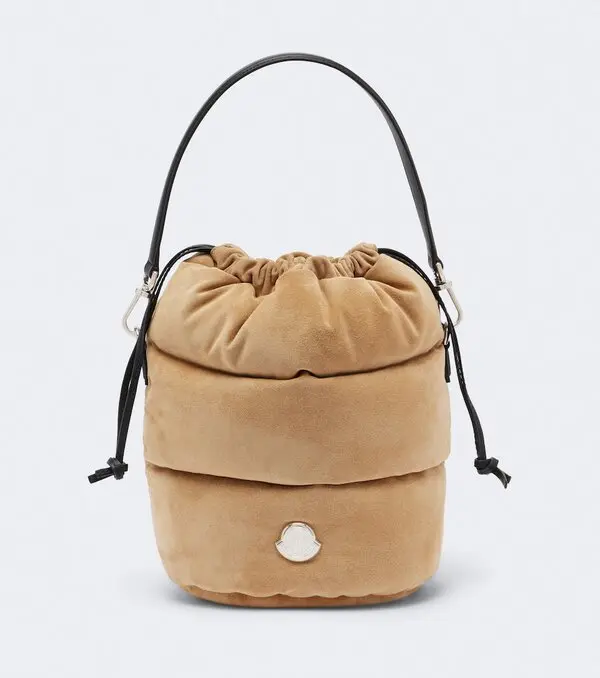 Moncler Caradoc Small Suede Down Bucket Bag