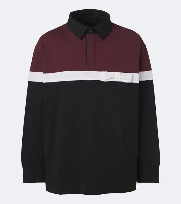 Simone Rocha Bow-detail Cotton Polo Shirt - Black