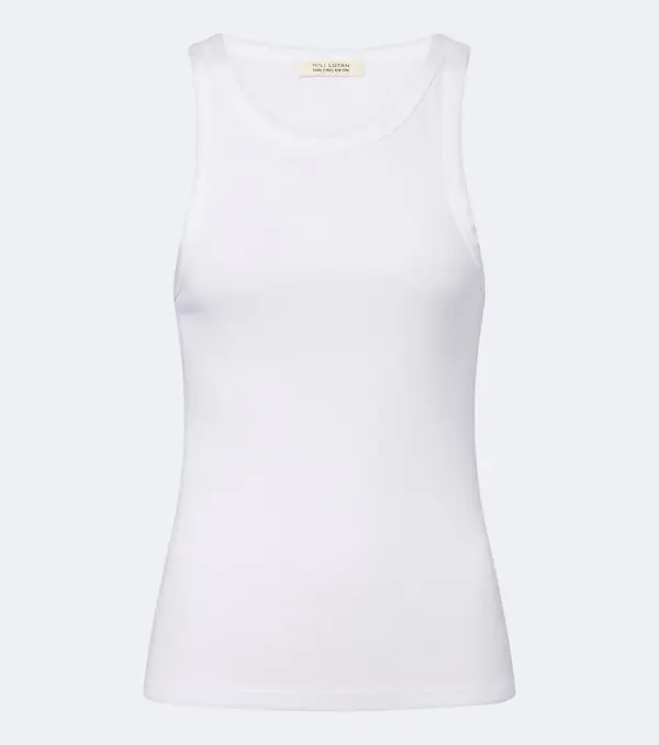 NILI LOTAN Jennifer Ribbed-knit Cotton Tank Top - White