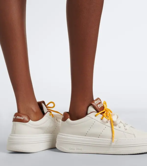Miu Miu Leather Platform Sneakers
