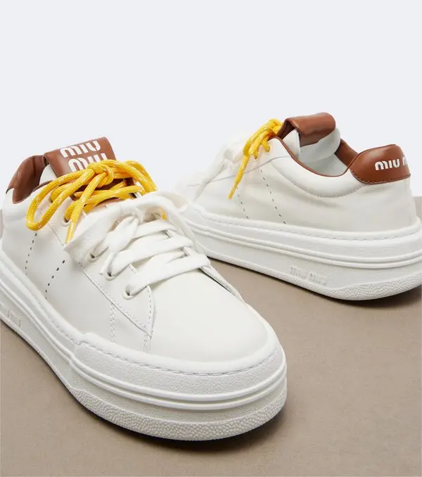 Miu Miu Leather Platform Sneakers