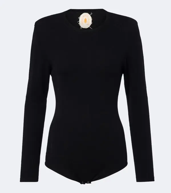 Jardin Des Orangers Knitted Wool And Cashmere Bodysuit - Black