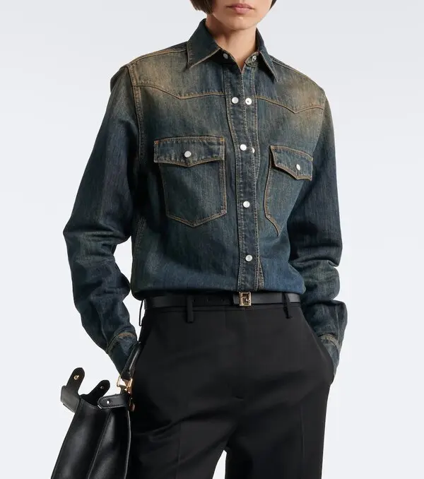 Fendi Cotton-blend Denim Shirt
