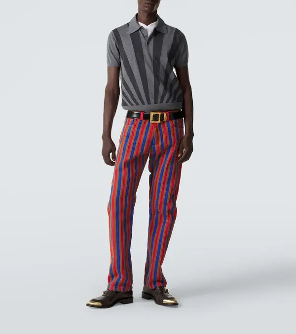 Versace Striped Straight Leg Jeans