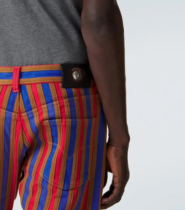 Versace Striped Straight Leg Jeans