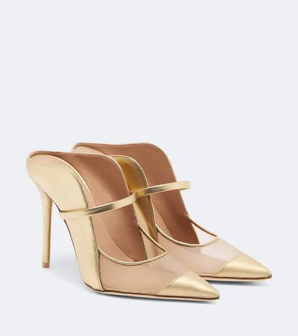 MALONE SOULIERS Maureen Leather And Mesh Mules