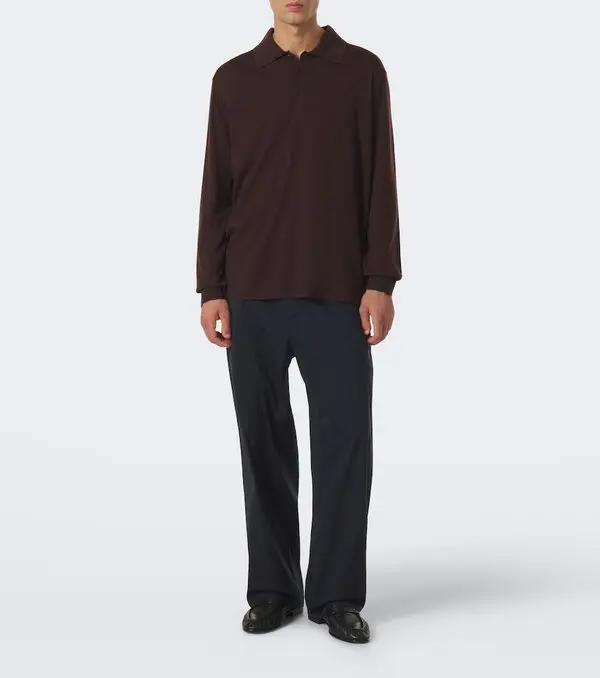 THE ROW Menville Wool Polo Sweater - Brown