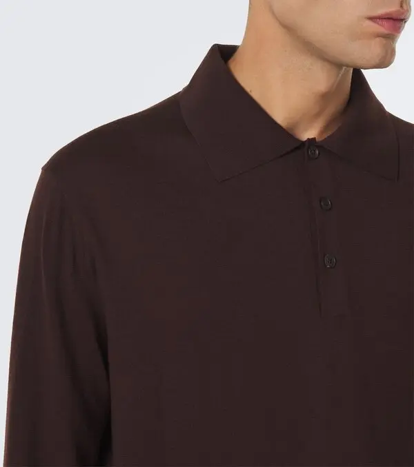THE ROW Menville Wool Polo Sweater - Brown