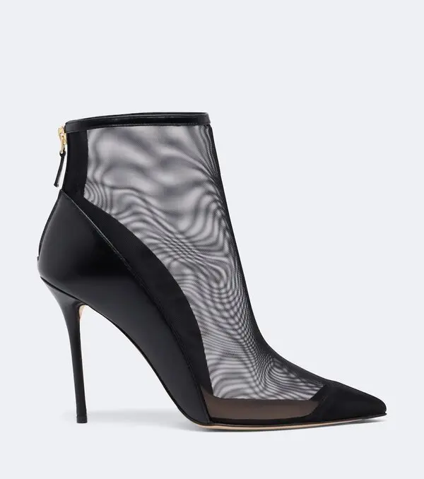 MALONE SOULIERS Arc Pointed Toe Mesh And Leather Ankle Boots